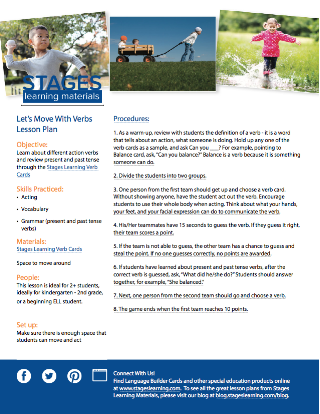 Let's Move With Verbs Lesson Plan